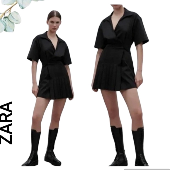 Zara | Dresses | Zara Black Overlapping Dress | Poshmark